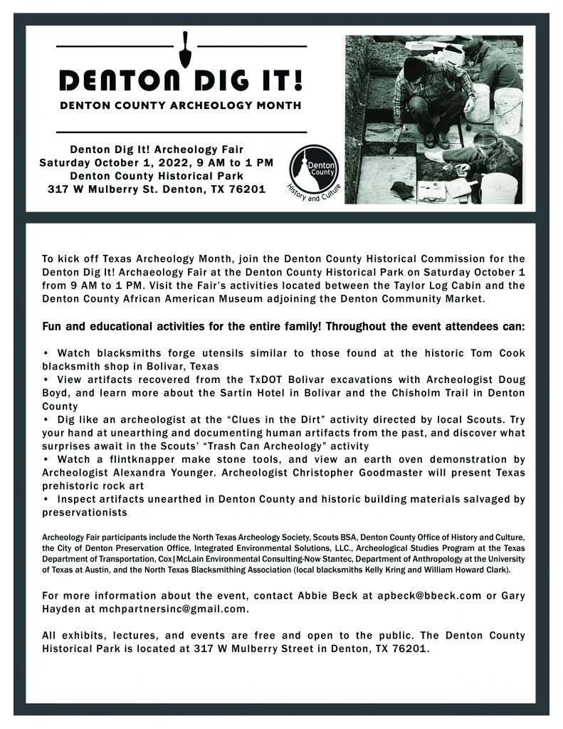 AIA Event Listings - Denton Dig It! Archeology Fair - Denton County ...
